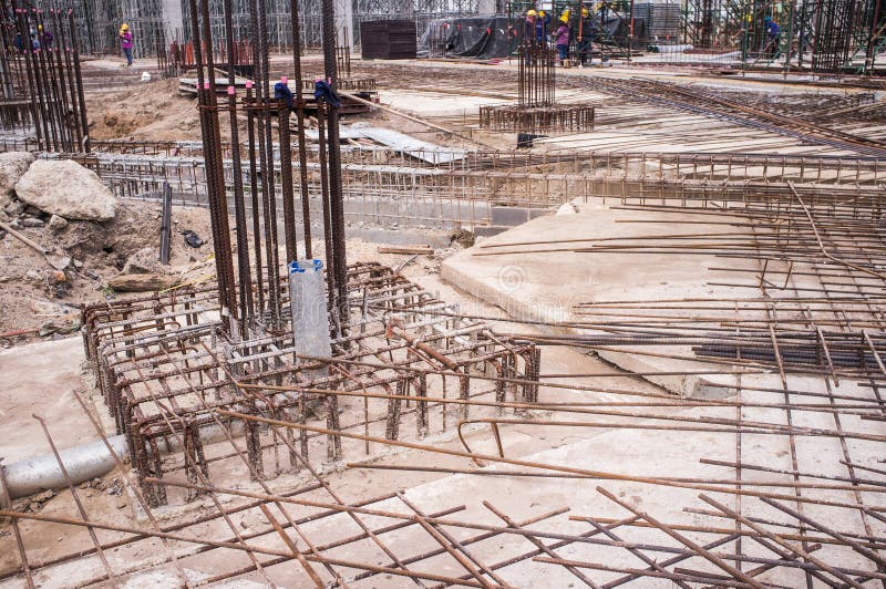 Preparation of the Foundation for Building a House. Sand, Soil, Piles ...