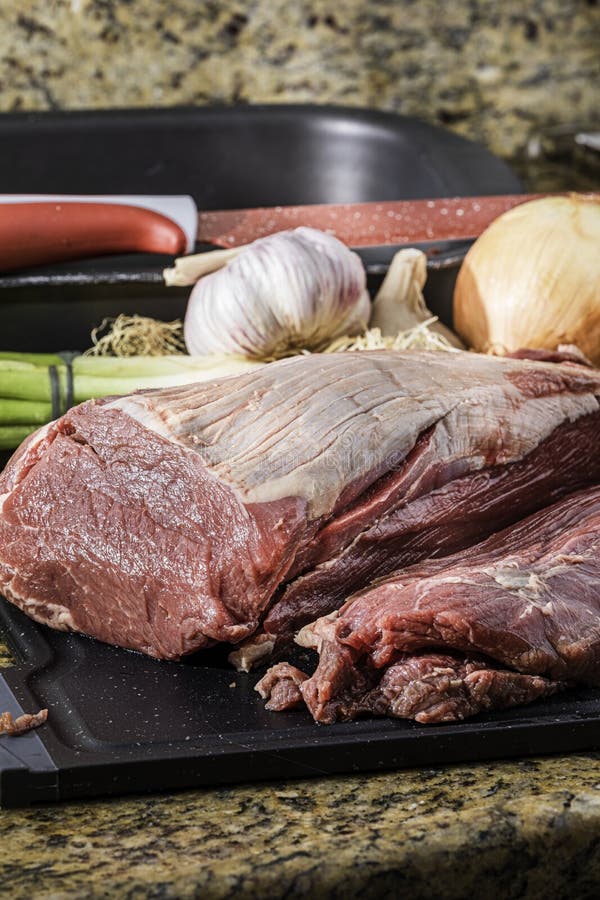 Preparation with Fresh Beef Tenderloin Over the Sink Stock Image ...