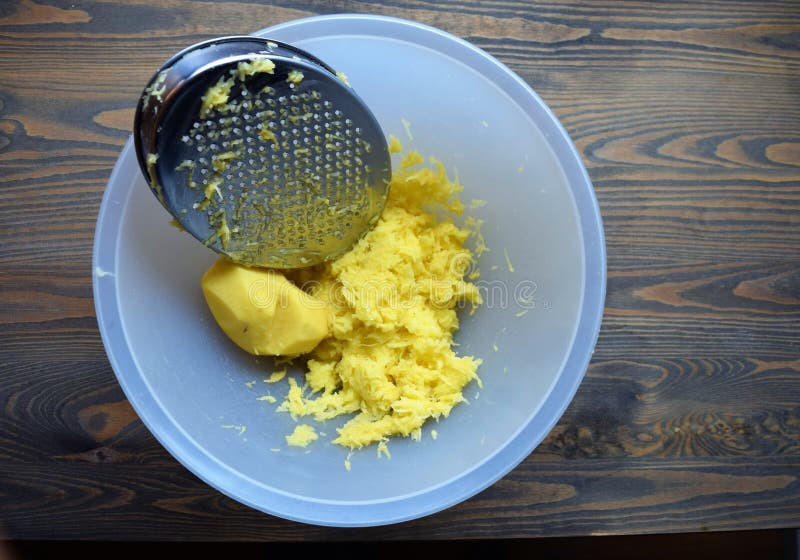 Preparation of Grated Potatoes for Cooking Stock Image - Image of ...