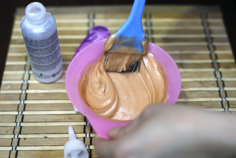 Preparation for Hair Dyeing. Stock Image - Image of gold, colour: 109136395