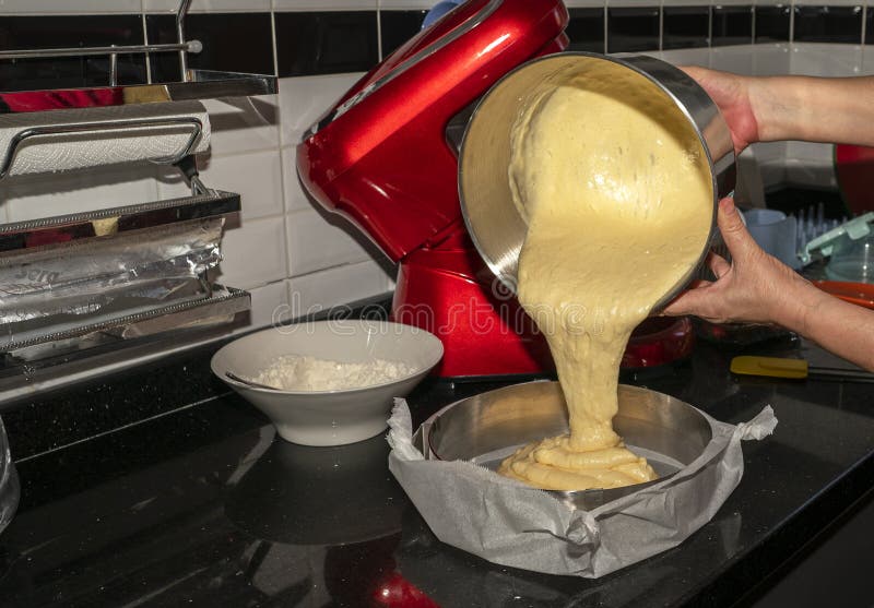 Preparation of Home Made Cake with Fresh Fruits Stock Photo - Image of ...