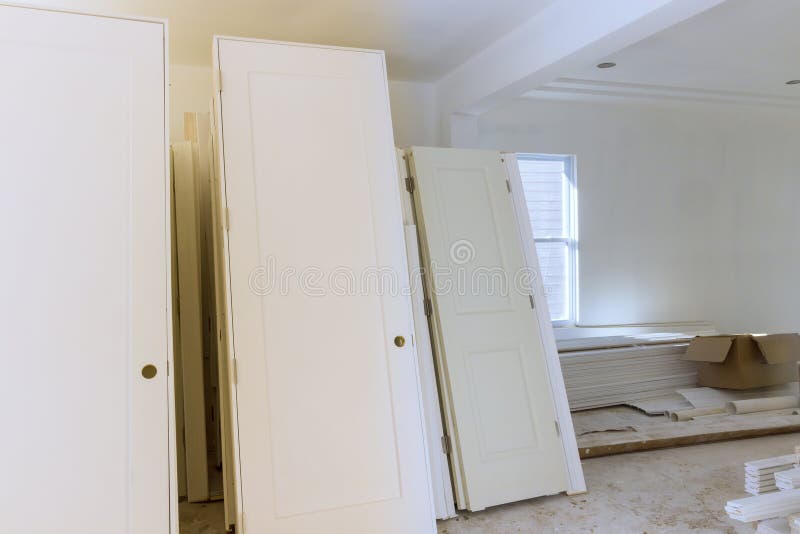 In Preparation for Installation of Interior Wooden Doors in a New Home ...