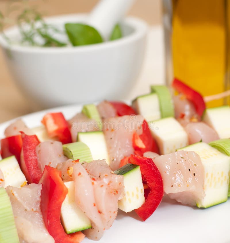 Preparation of kebab stock photo. Image of gourmet, herbs - 20464200
