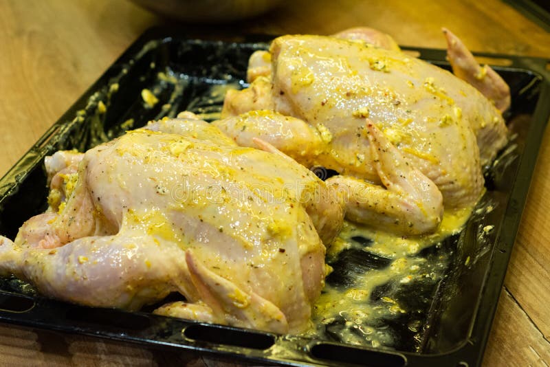 Preparation of Large Chicken for Baking for a Festive Dinner Stock ...