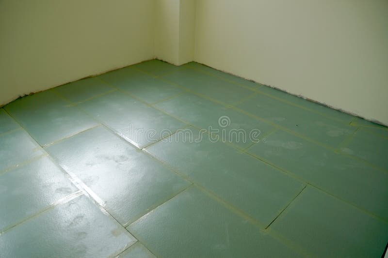 Preparation for Laying Laminate Flooring, the Floor is Covered with a ...