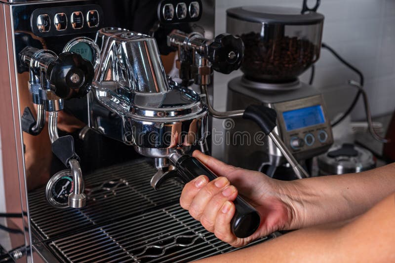 Preparation for Making Espresso Coffee in a Machine Stock Image - Image ...