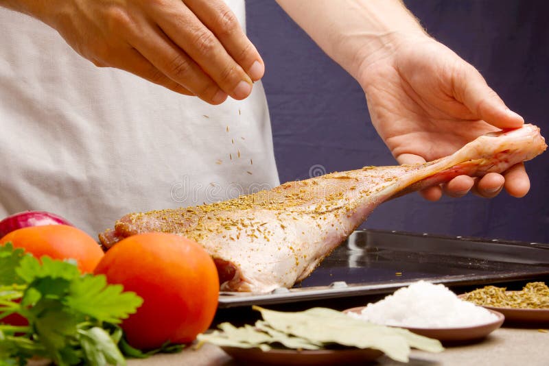 Preparation Meat of a Lamb. Stock Photo - Image of cooking, barbecue ...