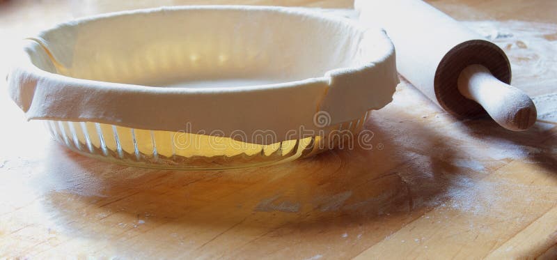 Preparation of Pie (the Batter, Glass Baking Dish and Rolling Pin on ...
