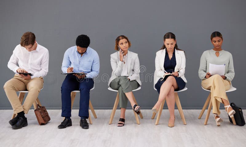 Preparation, Planning and Business People in a Queue for an Interview ...