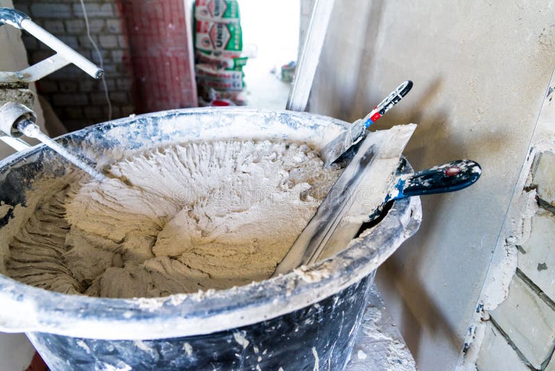 Preparation for Plastering the Walls Inside the Living Room Stock Image ...