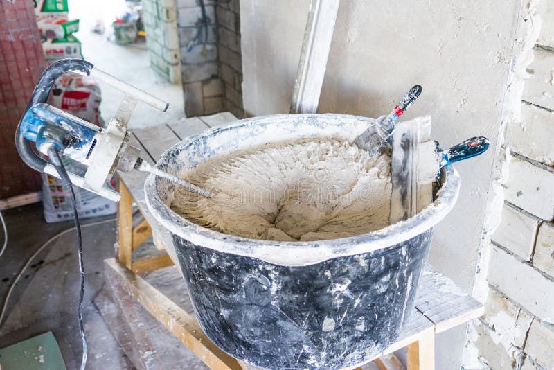 Preparation for Plastering the Walls Inside the Living Room Stock Photo ...
