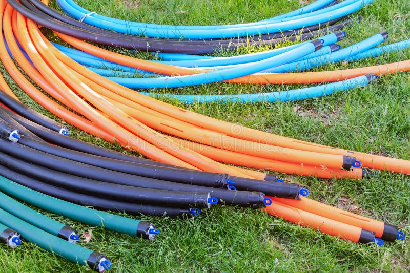 Preparation of Plastic Telecommunication Cables for Laying Stock Image ...