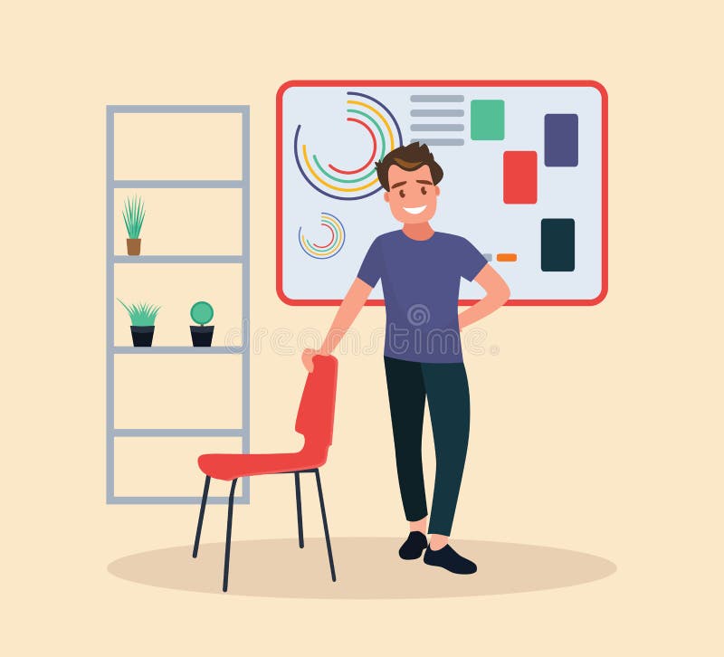 Preparation of the Project Presentation. a Man is Preparing a New ...