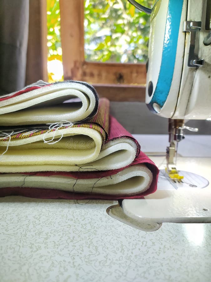 The Process of Sewing a Bag Using a Sewing Machine Stock Image - Image ...