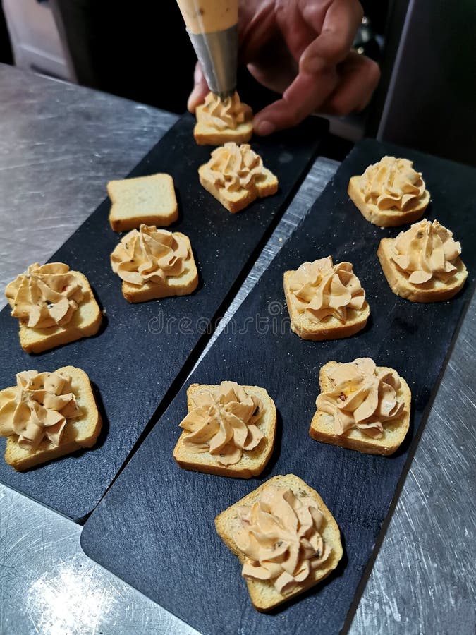 Preparation Of Snacks On Blackboard Background Stock Photo - Image of ...