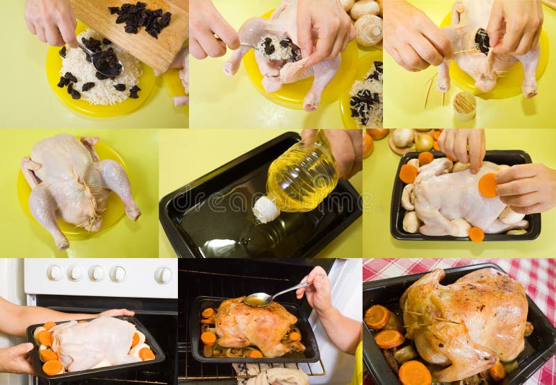 Preparation Stuffed Chicken Stock Image - Image of cook, hands: 21703267