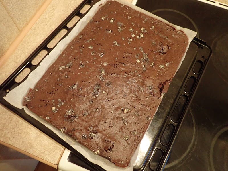 Preparation of a Sweet Homemade Chocolate Cocos Cake Stock Image ...