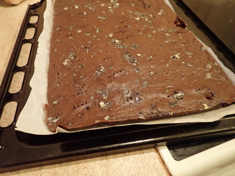 Preparation of a Sweet Homemade Chocolate Cocos Cake Stock Photo ...