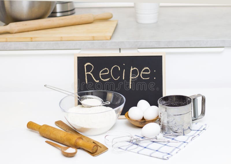 Preparation of the Test. the Ingredients on the Table are Wheat Flour ...