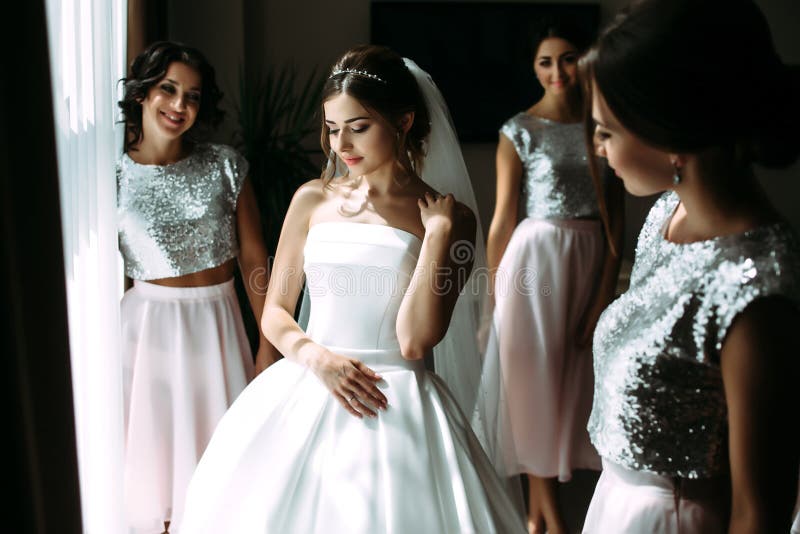 Preparation To the Wedding of the Bride and Bridesmaids Stock Image ...