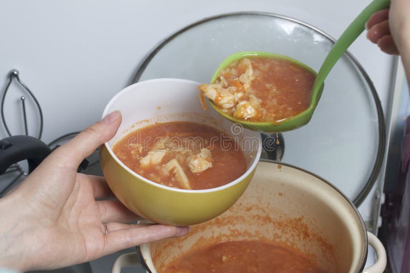 Preparation of Tomato Soup. Stock Photo - Image of boiled, preparation ...