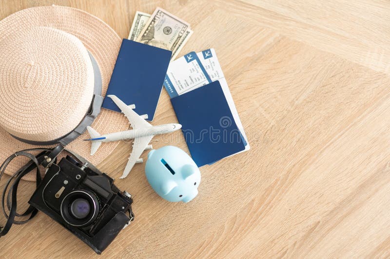 Preparation For Traveling Concept Camera Tickets Money Passport