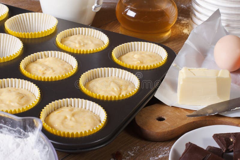 Preparation of Vanilla Muffins Close-up Horizontal Stock Photo - Image ...