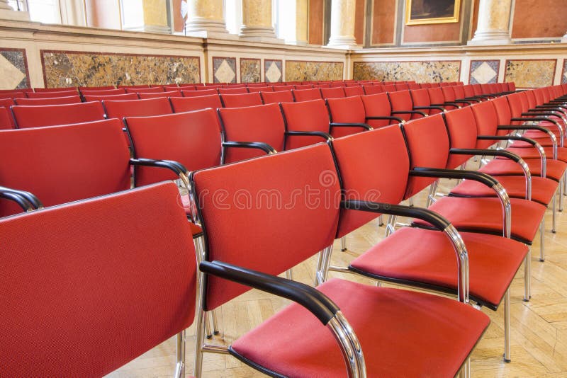Red Chairs in the University Stock Photo - Image of guests, waiting ...