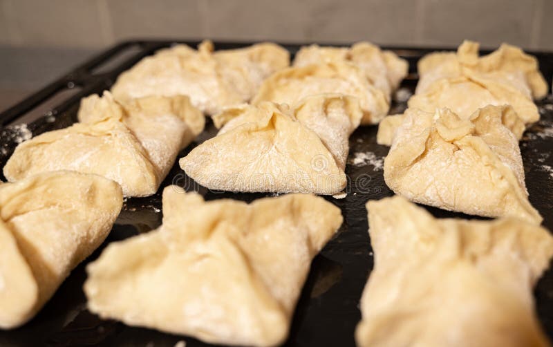 Preparations of Sweet Rolls with Filling for Baking Stock Image - Image ...