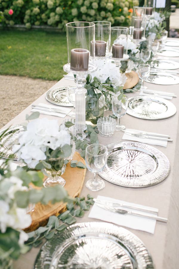 Wedding Dining Table. Rustic Wedding. Stock Photo - Image of catering ...