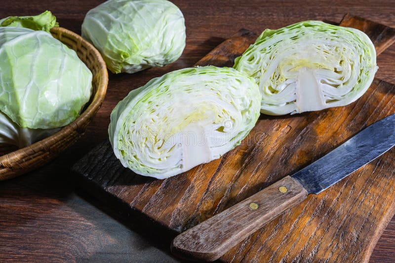 Prepare the Cabbage To Cook on the Kitchen Table Stock Photo - Image of ...