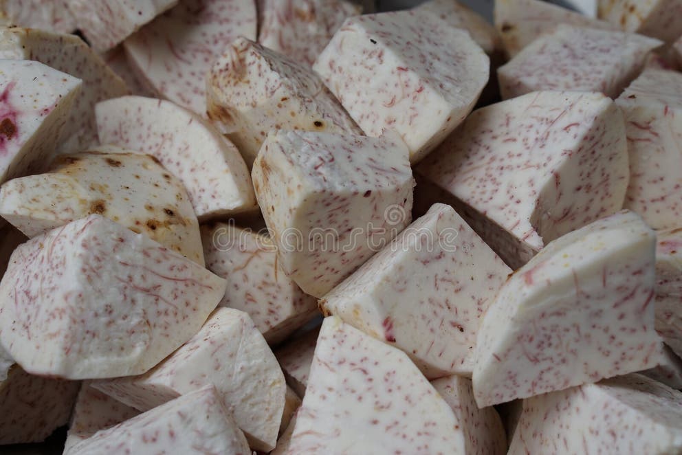 Prepare of chop raw taro stock image. Image of eating - 46191031