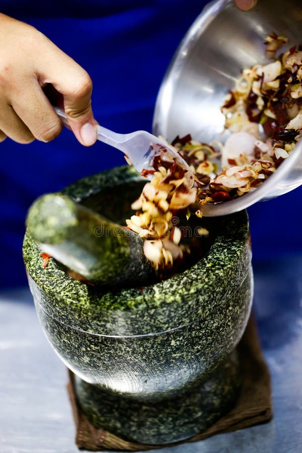 Prepare Ingredient Inside the Stone Mortar, Ingredients and Paste with ...