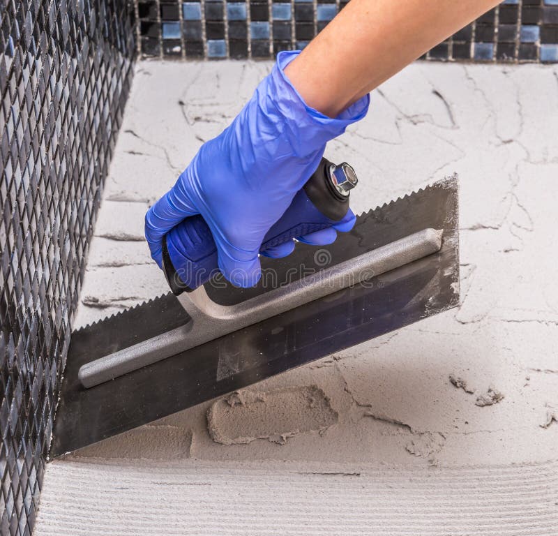 Prepare for Tile Installation Stock Image - Image of hold, mortar: 49639589