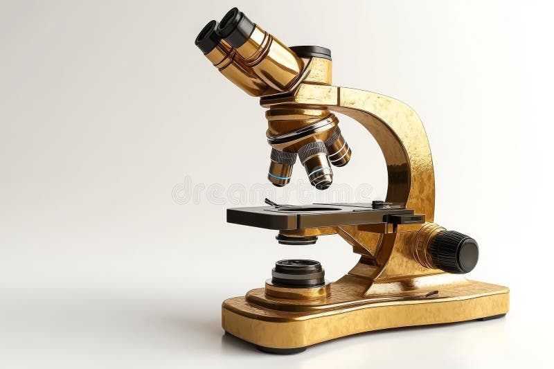 Prepared for Analysis, a Golden Lab Microscope Illuminates a Slide ...
