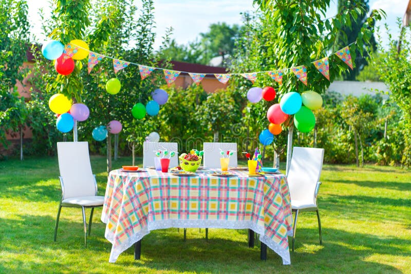 Prepared birthday table stock photo. Image of children - 38620854