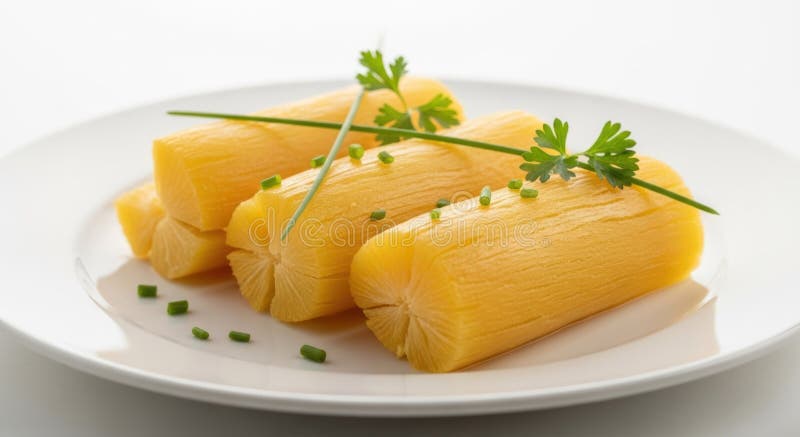 Prepared Cassava Root Segments on a Plate Stock Illustration ...