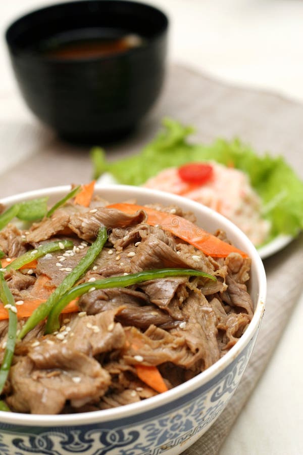 Prepared and Delicious Japanese Food-beef Rice Stock Photo - Image of ...