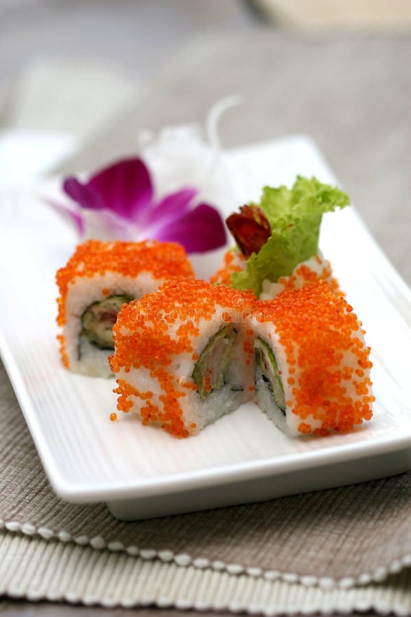 Prepared and Delicious Roe Sushi Stock Image - Image of lifestyle, nori ...