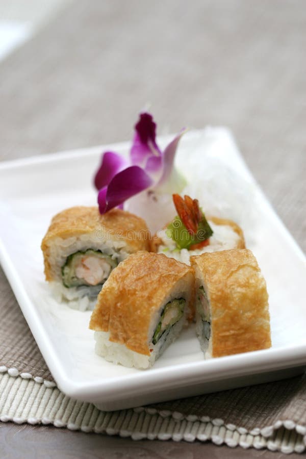 Prepared and Delicious Tofu Roe Sushi Roll Stock Image - Image of ...
