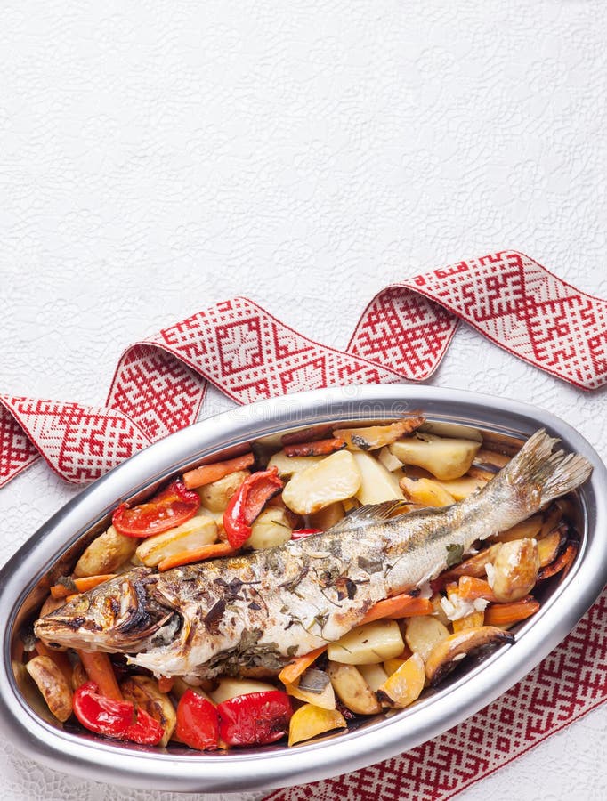 Prepared Fish with Vegetables Stock Image - Image of grilled, fish ...