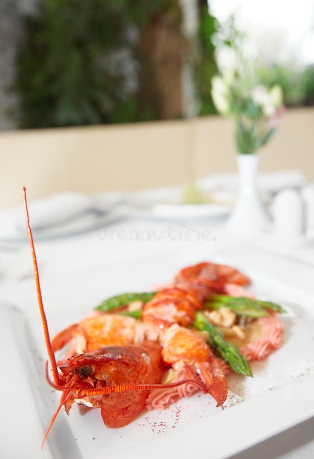 Prepared lobster stock image. Image of porcelain, fork - 18672627