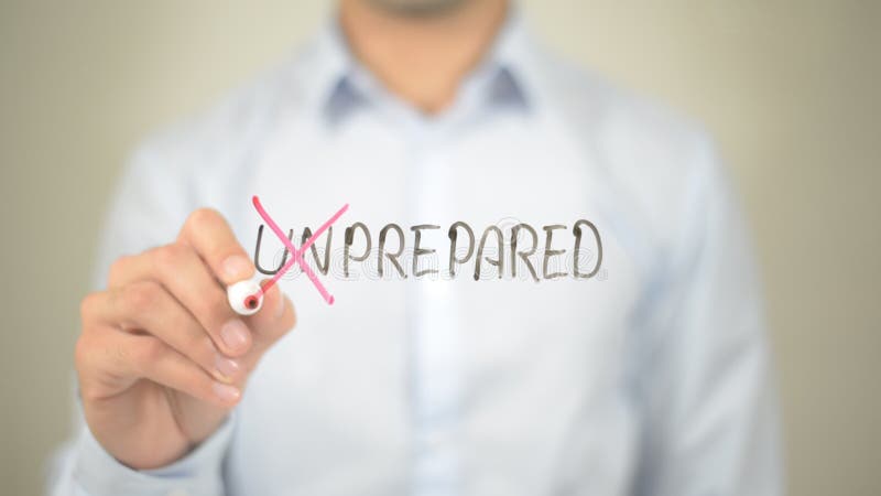 Prepared, Man Writing on Transparent Screen Stock Photo - Image of ...