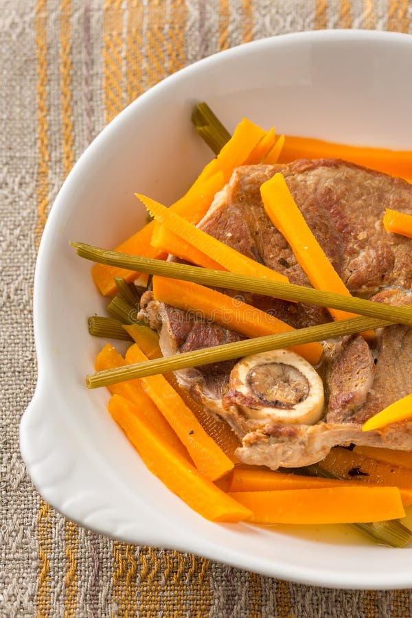 Prepared Meat with Bone and Carrot Stock Image - Image of roasted ...