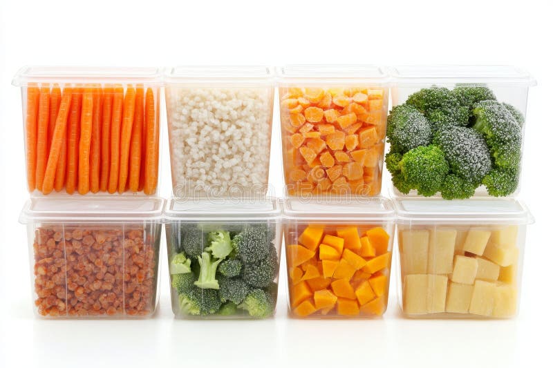 Prepared Plastic Containers with Fresh Vegetables for Meal Planning and ...