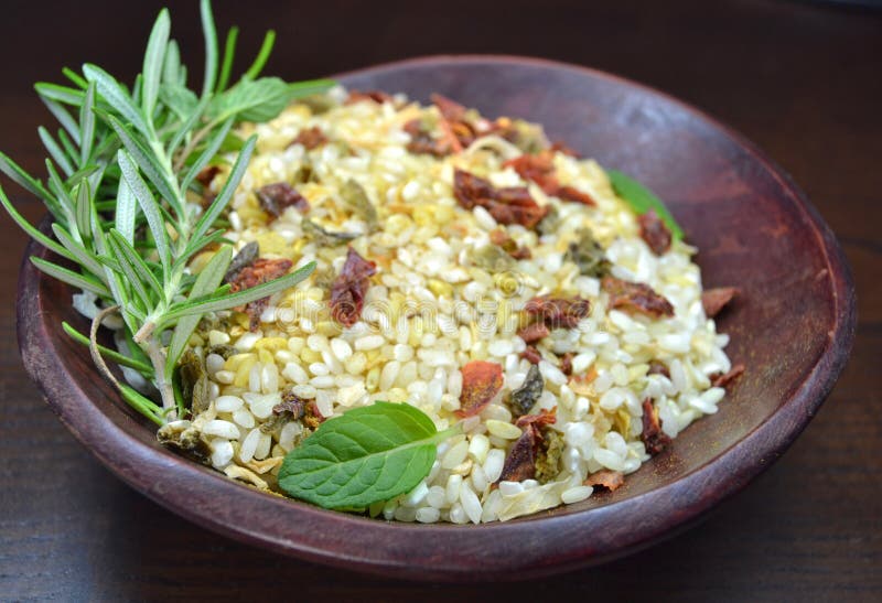 Prepared Rice with Herbs and Curry Stock Photo - Image of health, asian ...