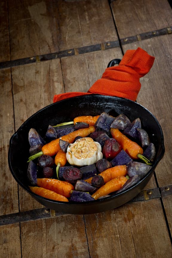 Prepared Root Vegetables in a Cast Iron Skillet Stock Photo - Image of ...