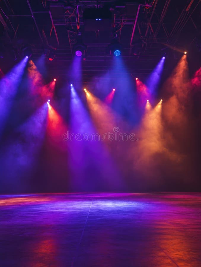Prepared Stage for Performance Stock Image - Image of audience, lights ...
