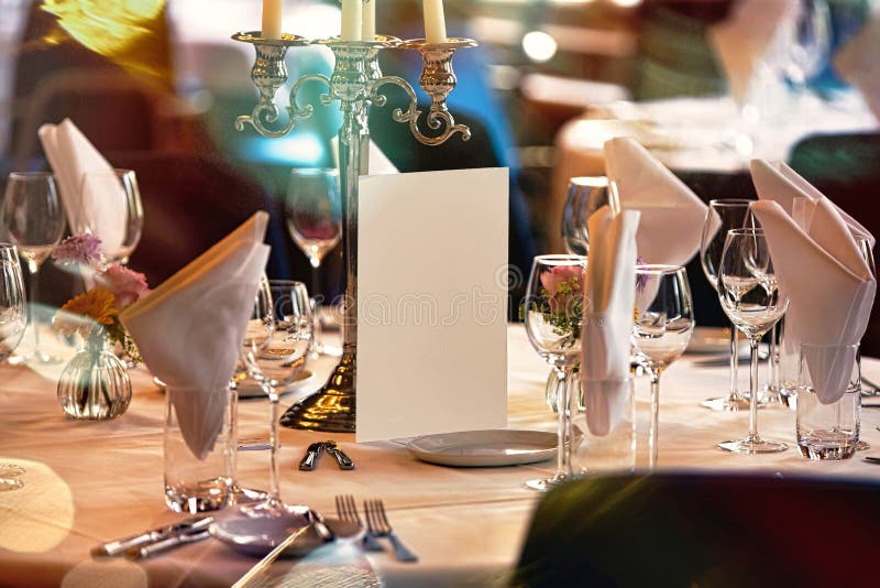 Prepared Table at Restaurant Stock Image - Image of luxury, elegance ...
