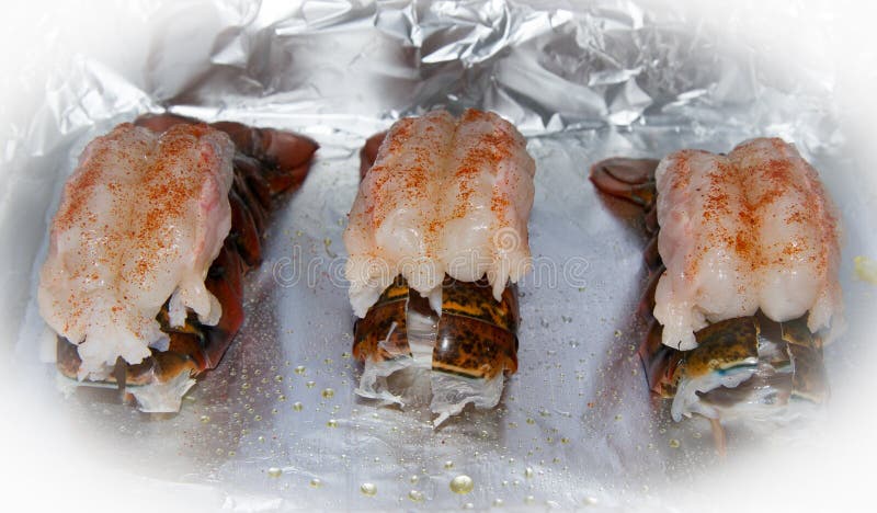 Prepared Uncooked Lobster Tails Stock Image - Image of three, uncooked ...